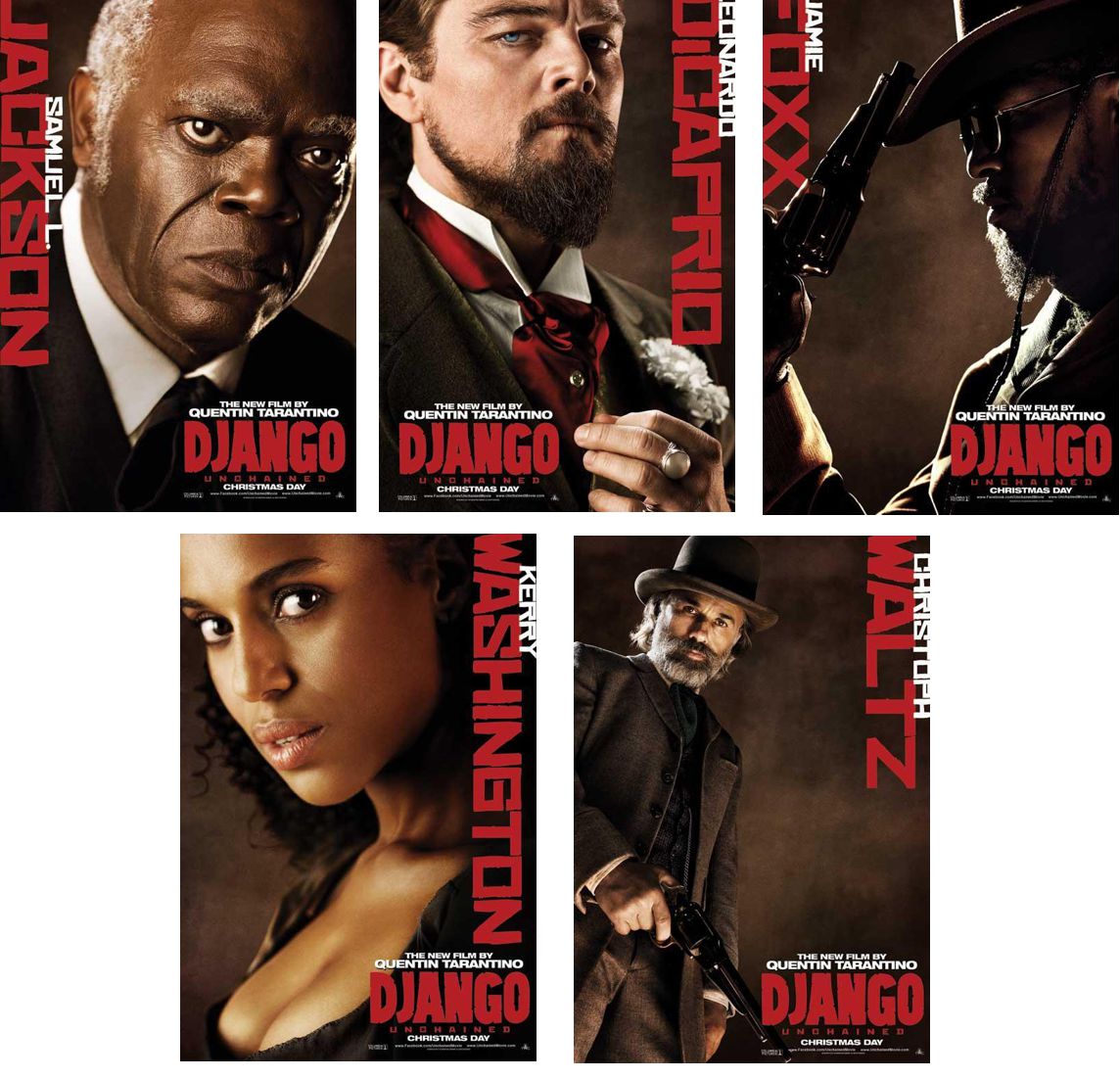 Original Posters Drama Django Unchained Set Of 5 Characters